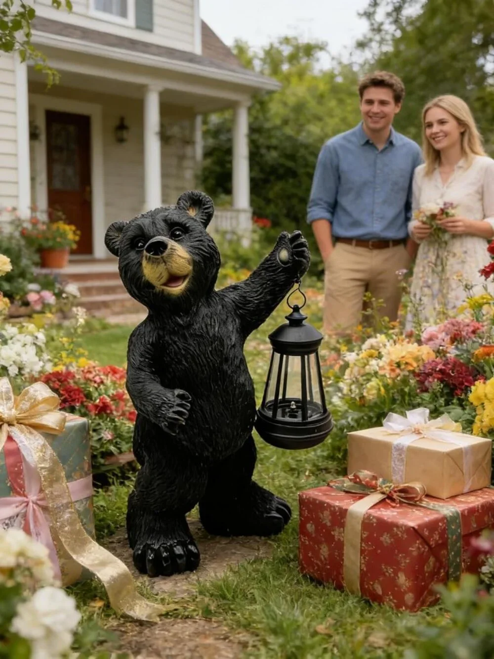 Other | Solar Lantern Garden Statues Decor 14 Large Outdoor Bear ...